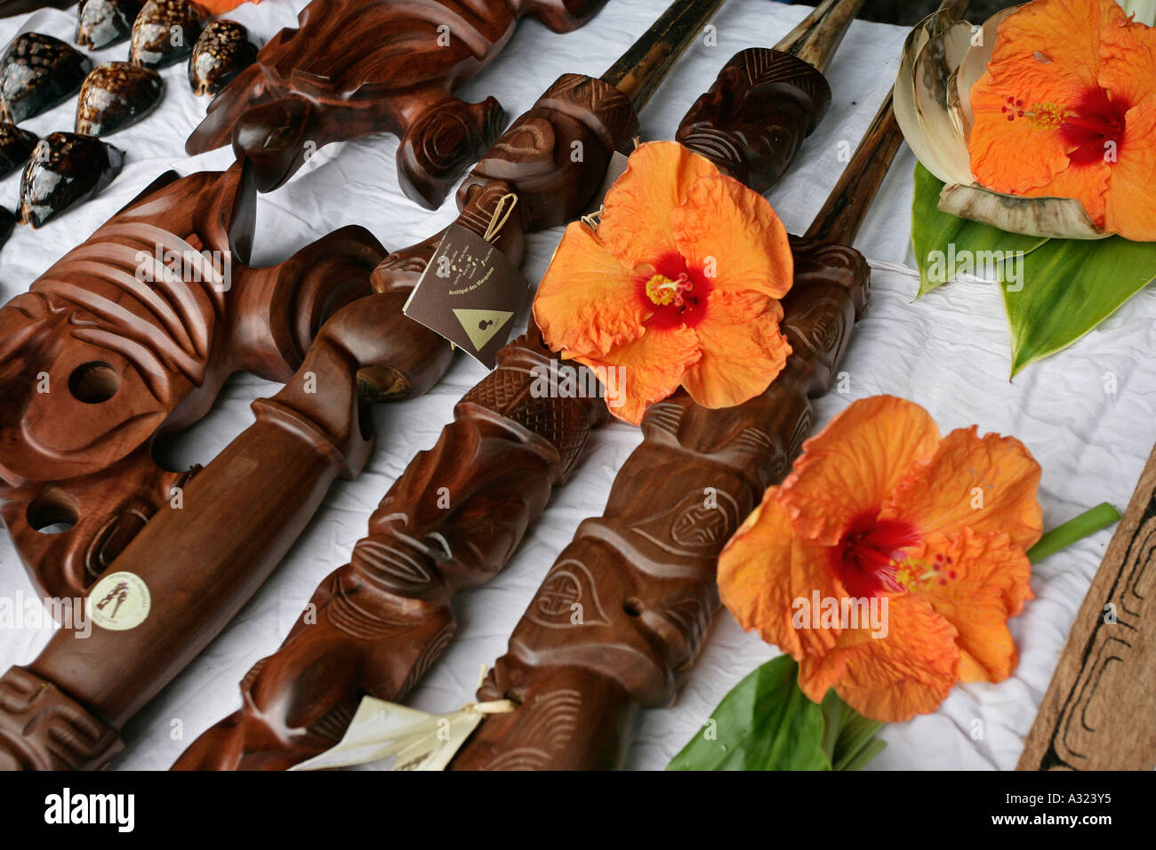 carved wood Hanavave Island of Fatu Hiva Marquesas Islands French ...