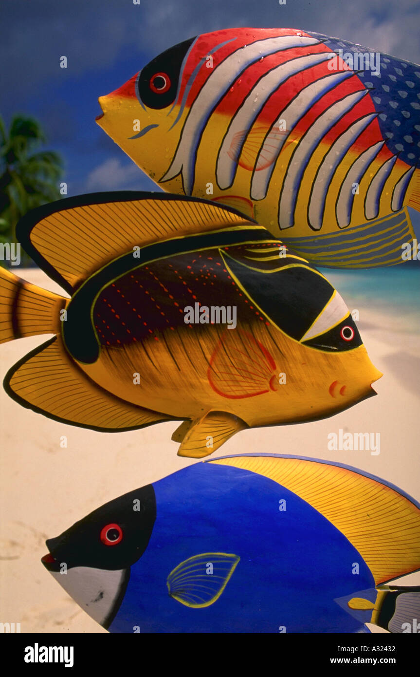 Colorfully painted wooden fish Stock Photo - Alamy