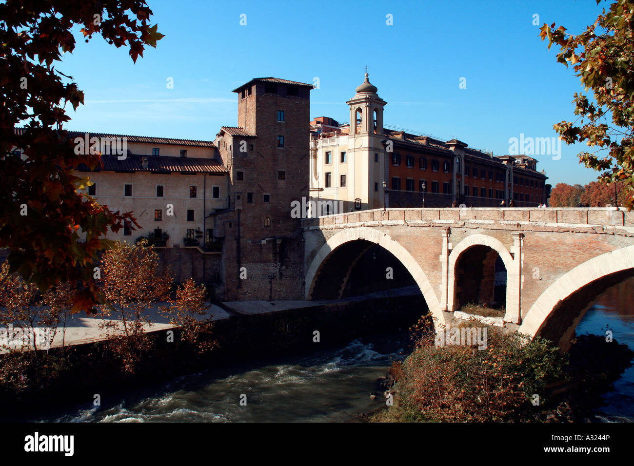 The Ponte Fabricio built in 62BC is the oldest bridge in Rome Italy ...