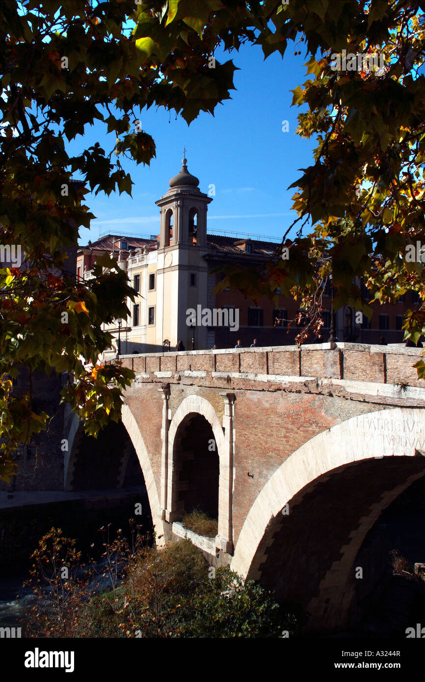 The Ponte Fabricio built in 62BC is the oldest bridge in Rome Italy ...