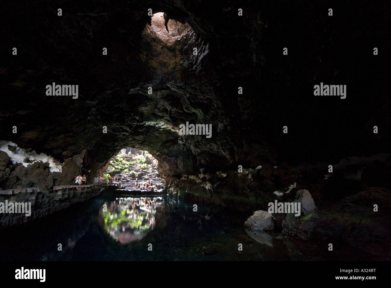 Cave with blind albino Remipedia crabs, Jameitos, Jameos del Agua ...