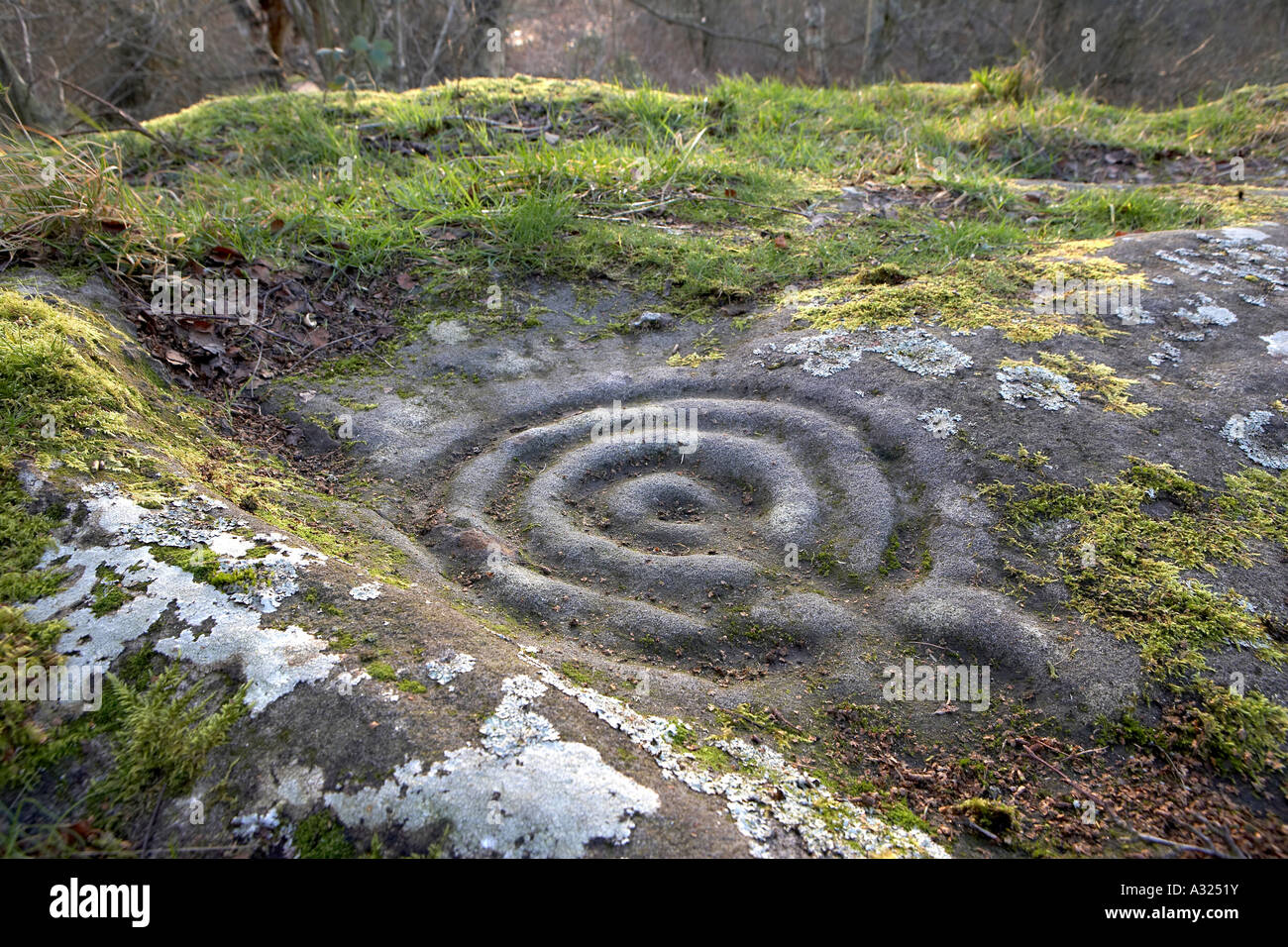 Cup and ring marks Prehistoric rock art Routin Roughting Roughtling ...