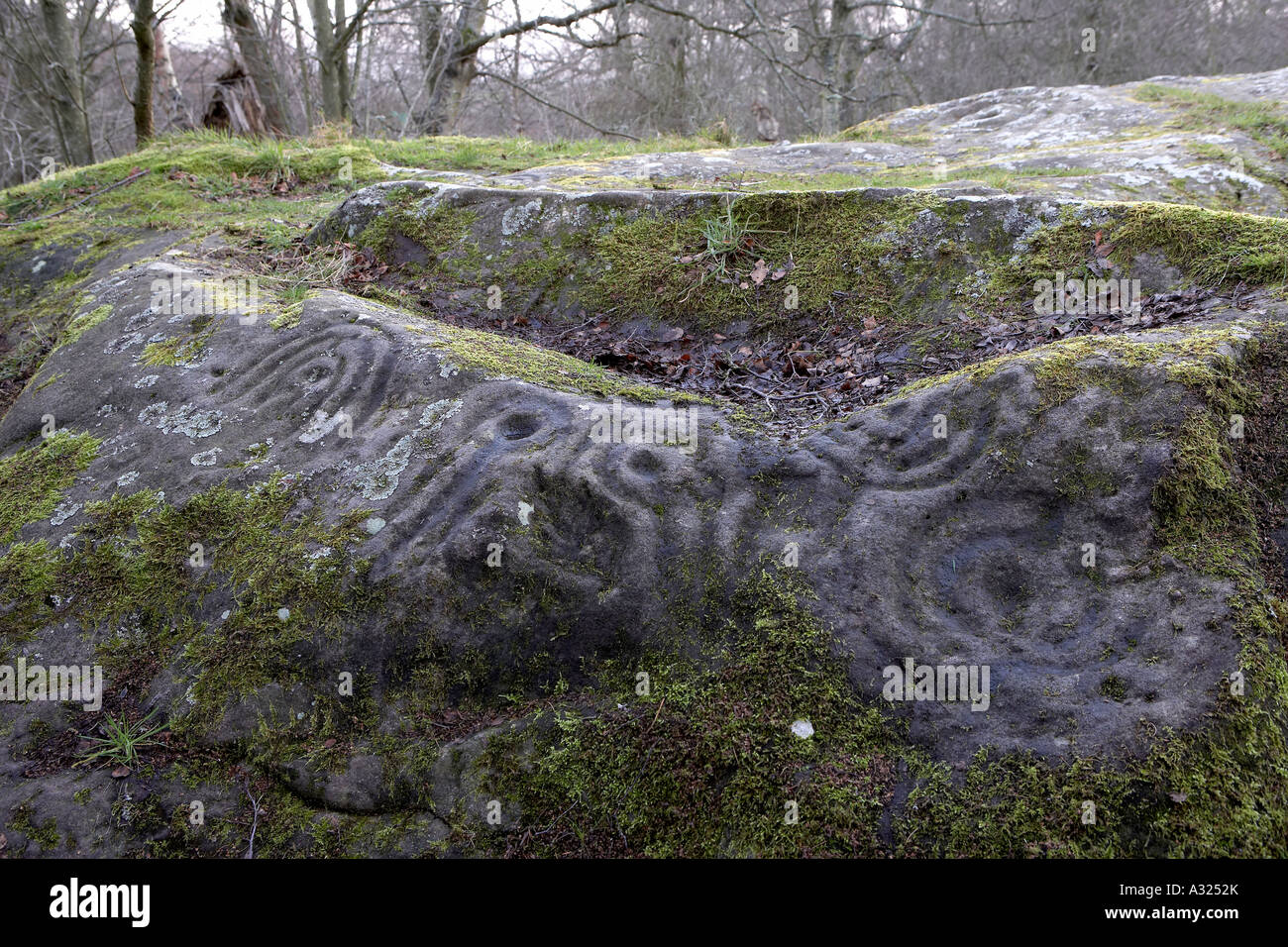 Cup and ring marks Prehistoric rock art Routin Roughting Roughtling ...