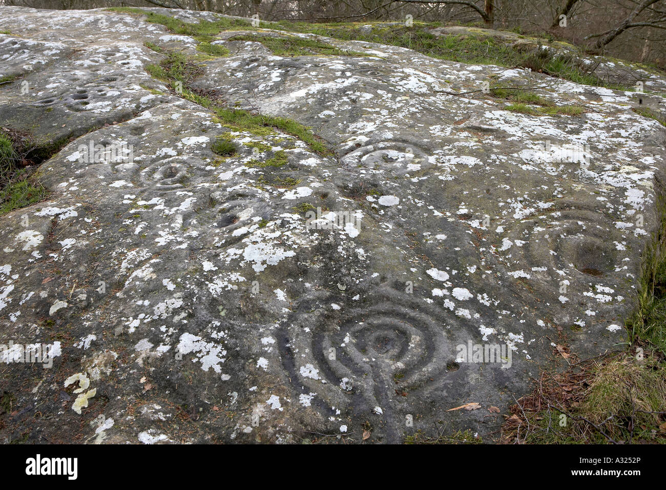 Cup and ring marks Prehistoric rock art Routin Roughting Roughtling ...