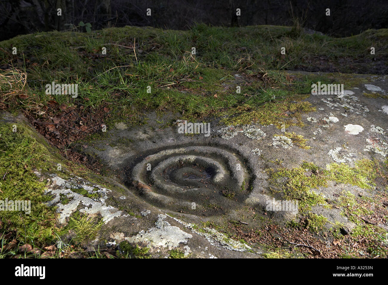 Cup and ring marks Prehistoric rock art Routin Roughting Roughtling ...