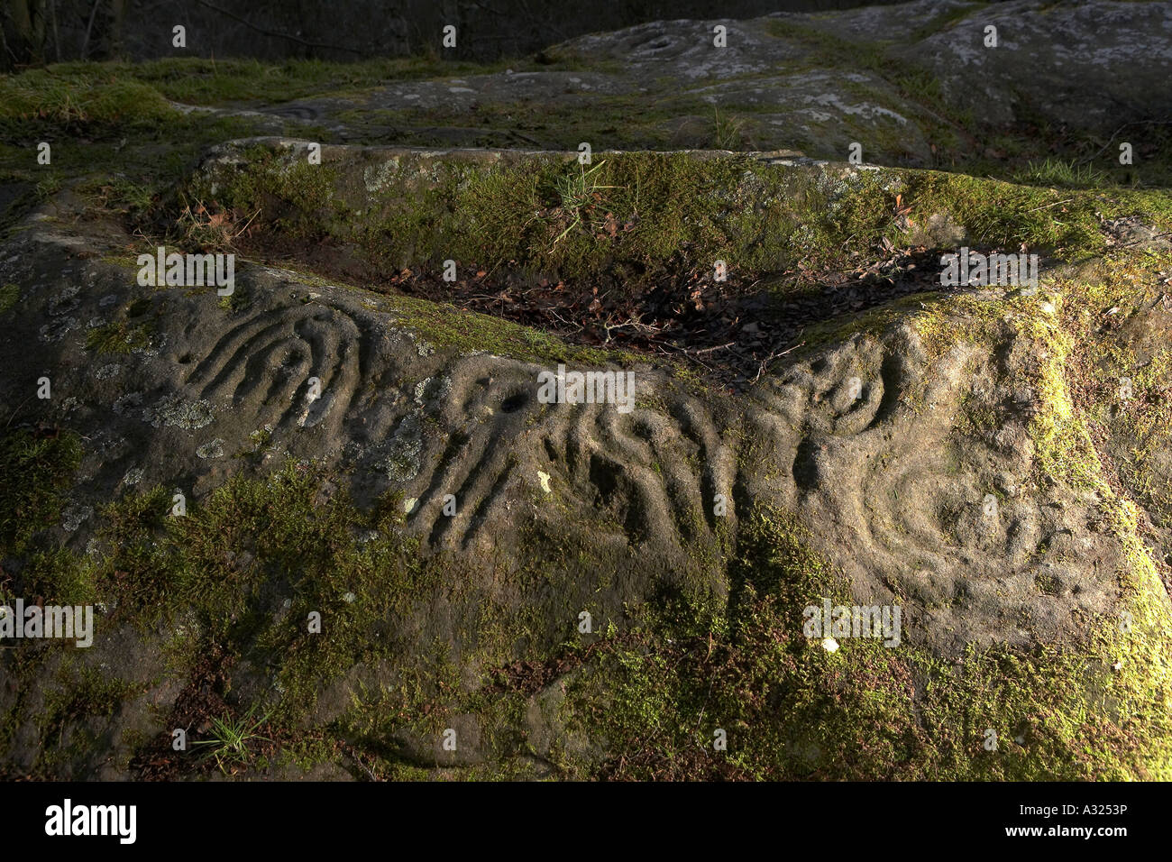Cup and ring marks Prehistoric rock art Routin Roughting Roughtling ...