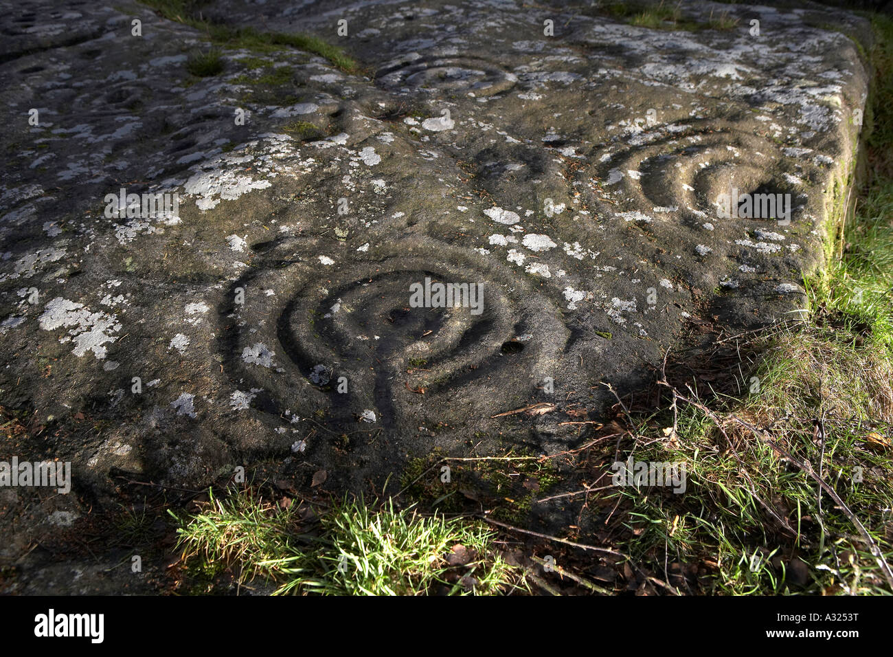 Cup and ring marks Prehistoric rock art Routin Roughting Roughtling ...