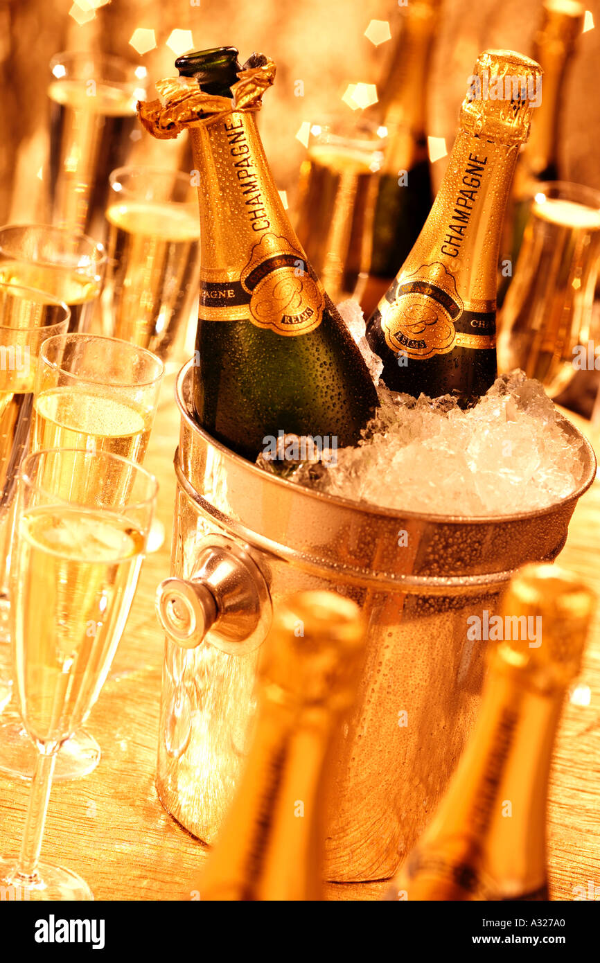 Bottle french champagne on ice hi-res stock photography and images - Alamy