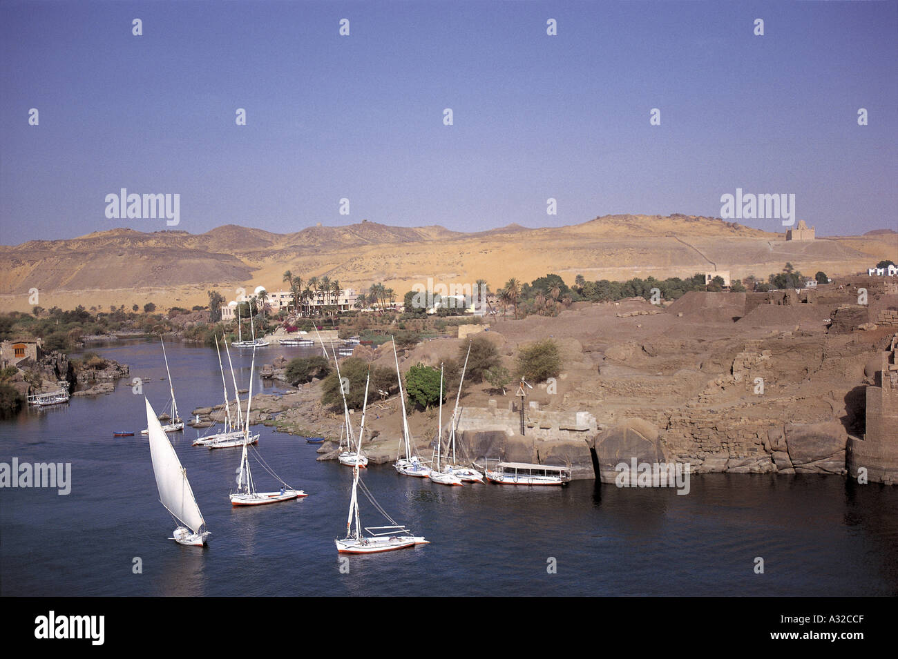 Feluccas on Nile near the first cataract, Aswan Stock Photo - Alamy