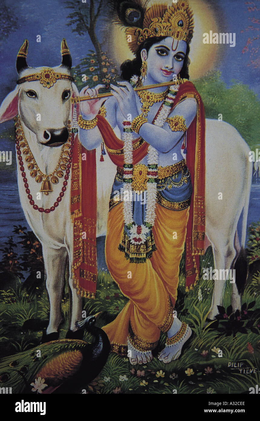 Painting of Lord Krishna Stock Photo - Alamy