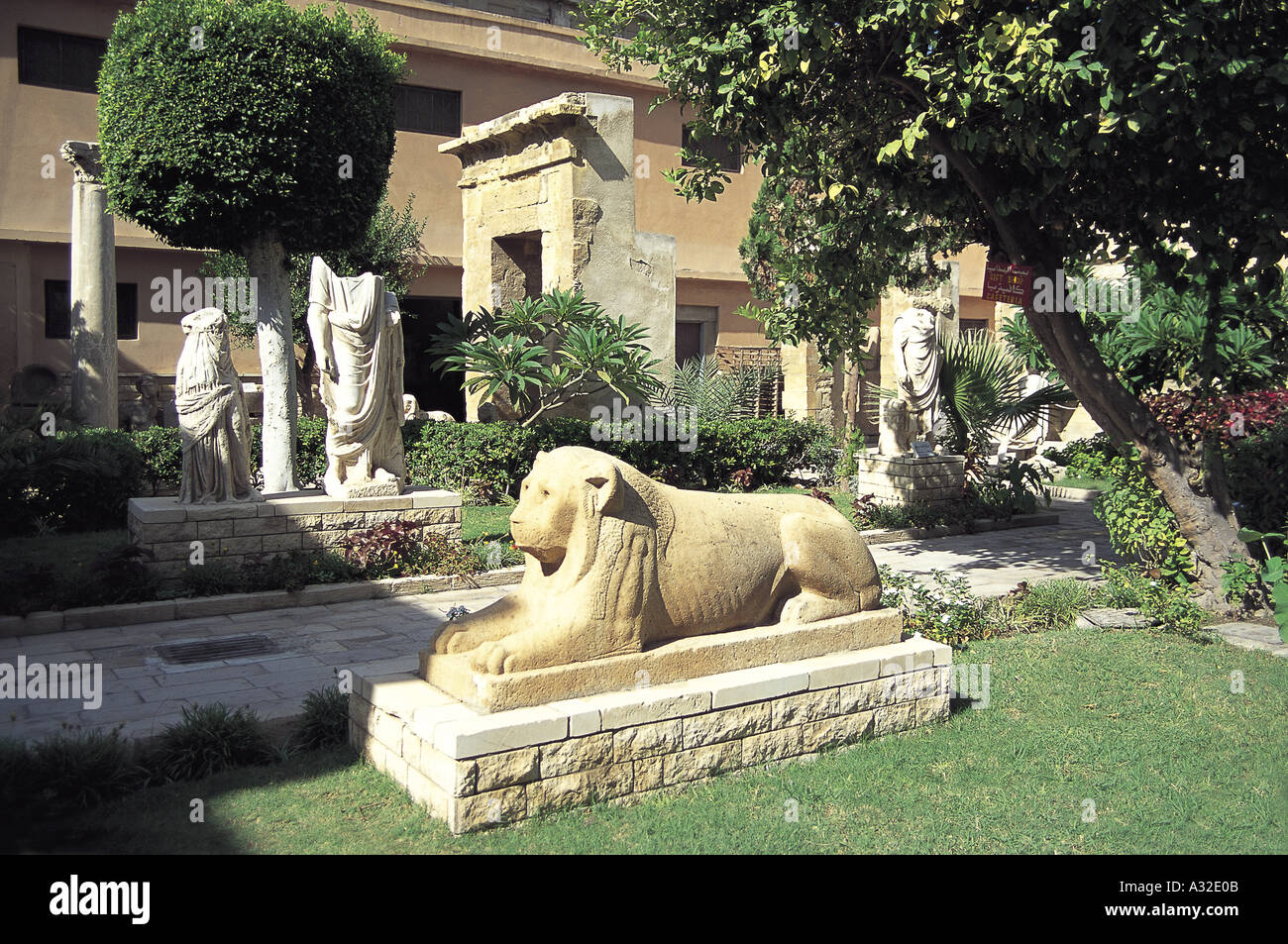 Greco Roman Museum in Alexandria, garden with statues Stock Photo - Alamy