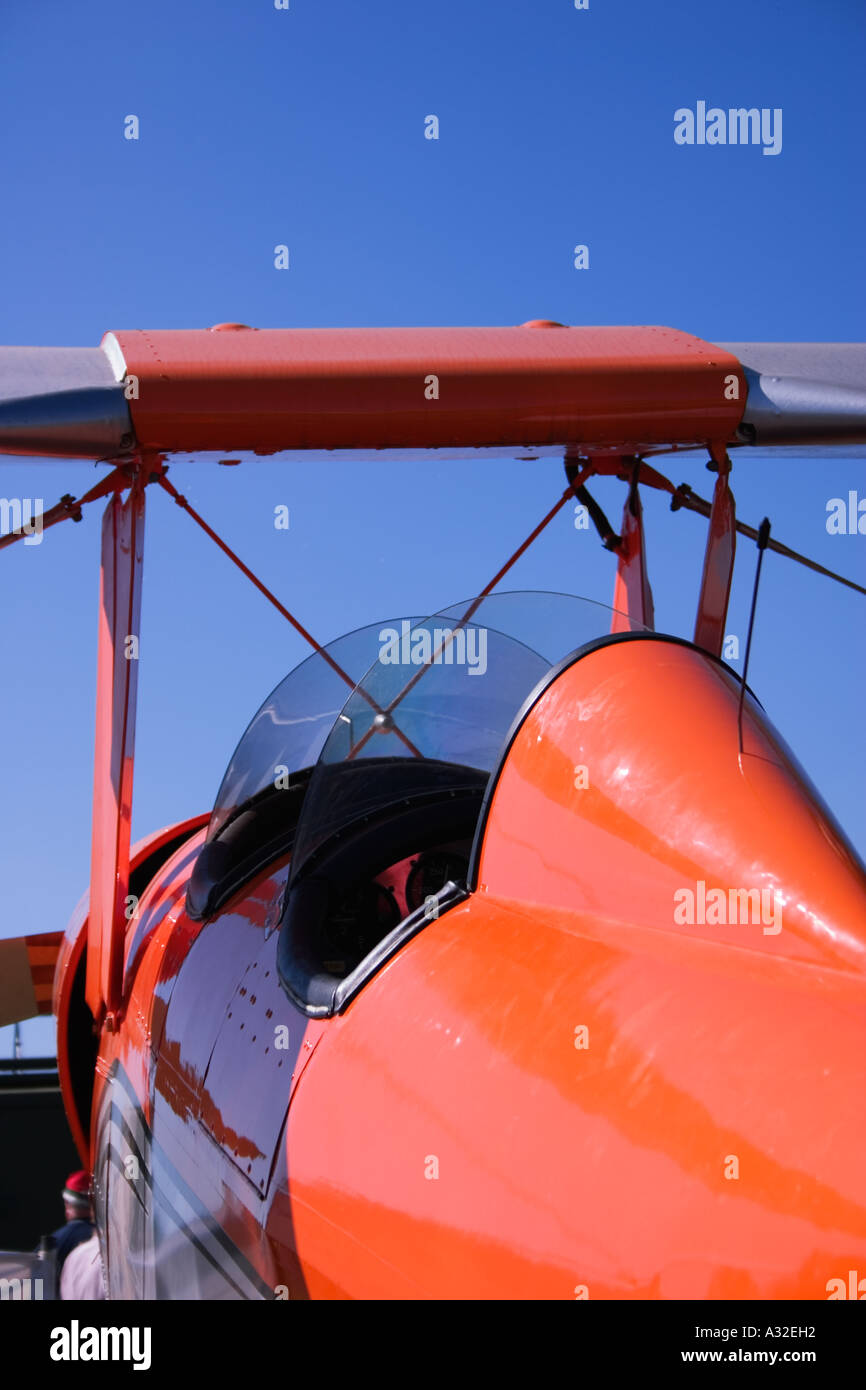 Orange biplane cockpit Stock Photo - Alamy