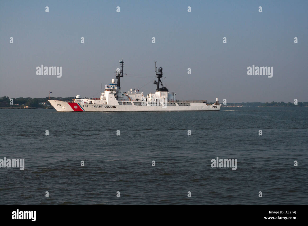 The United States Coast Guard Cutter Dallas cruising up the James River ...