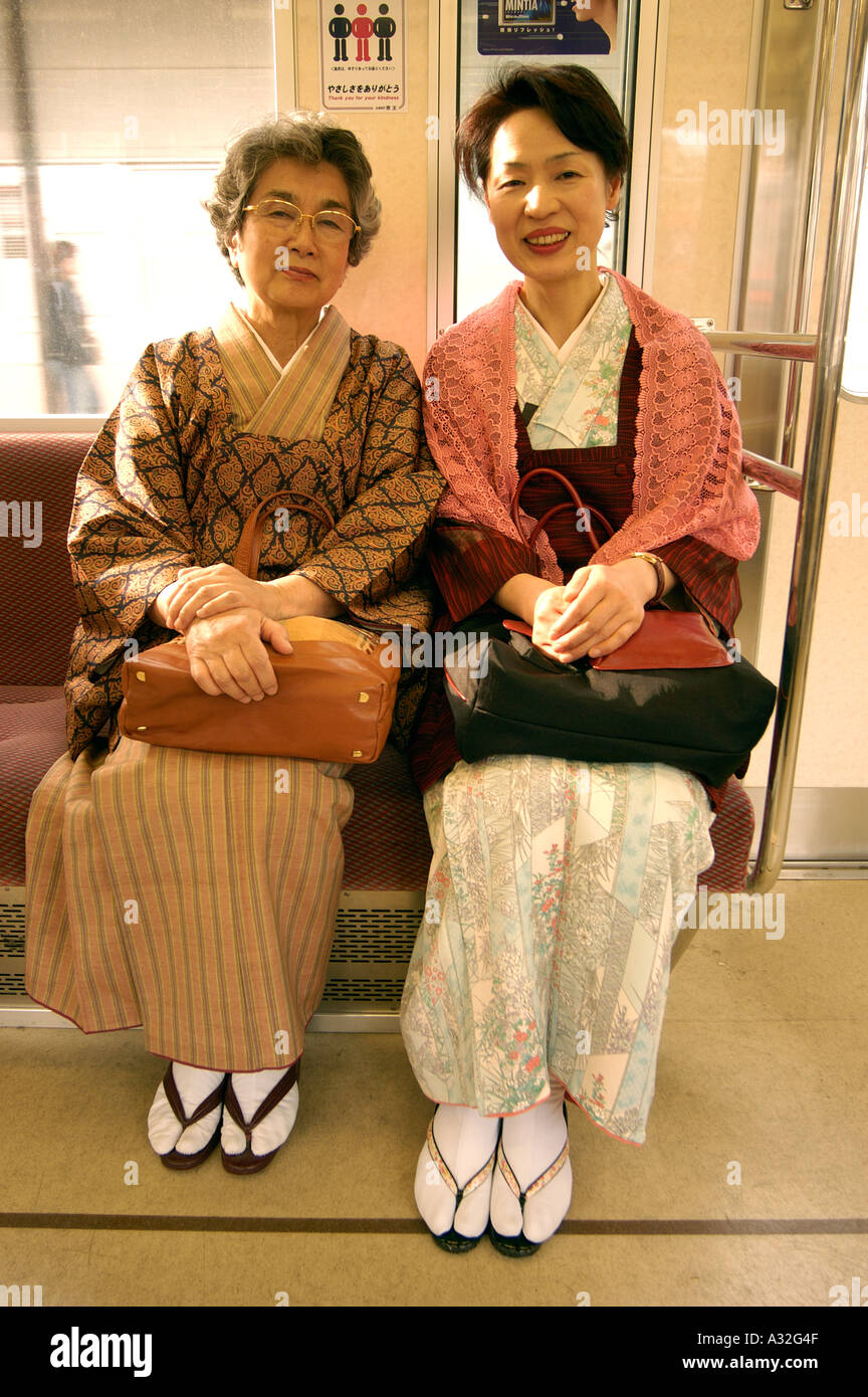 Japanese women wearing kimono on train Tokyo Japan Stock Photo - Alamy