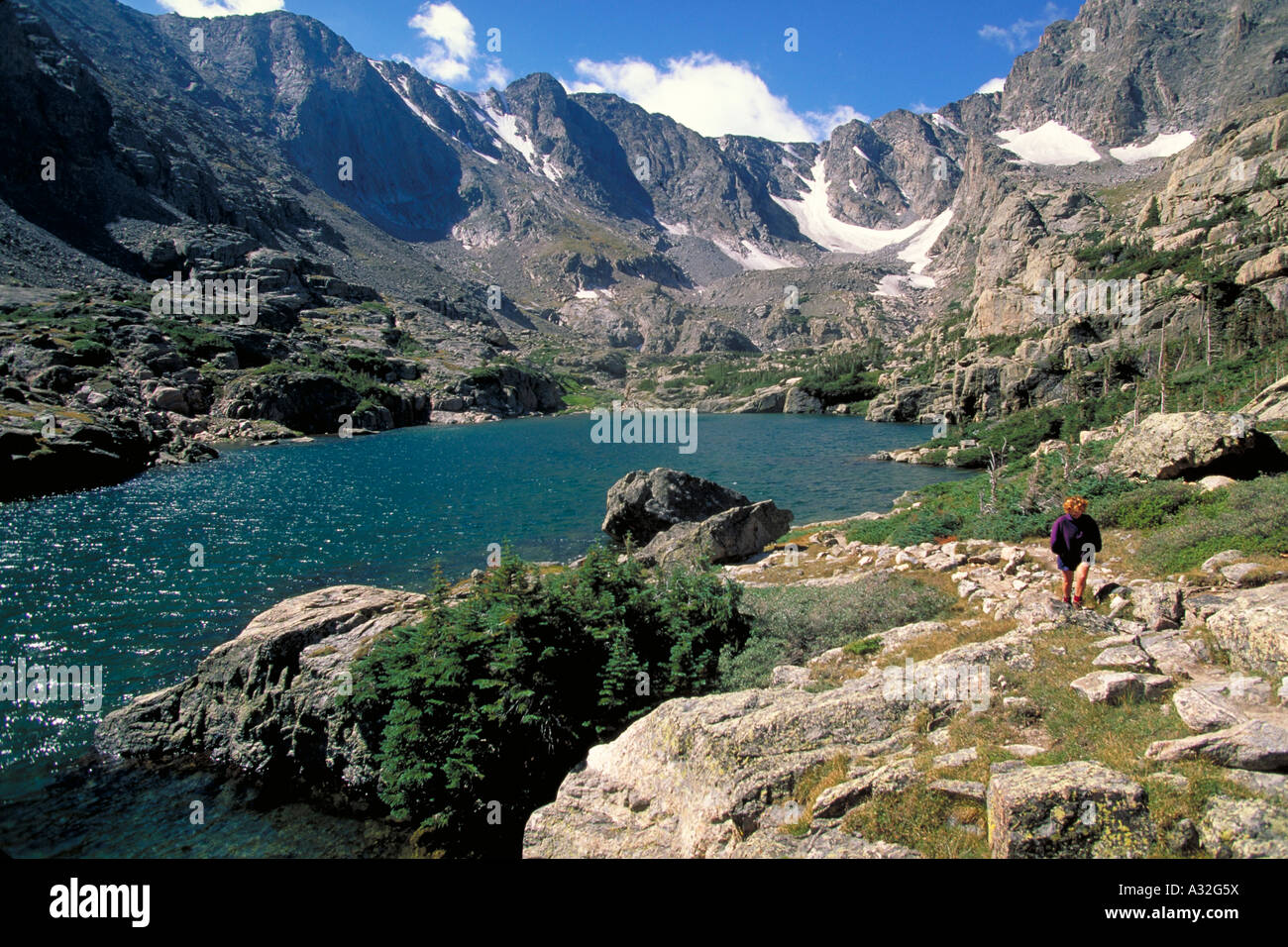 Elk267 3412 Colorado Rocky Mountain NP Glacier Gorge Glass Lake with ...
