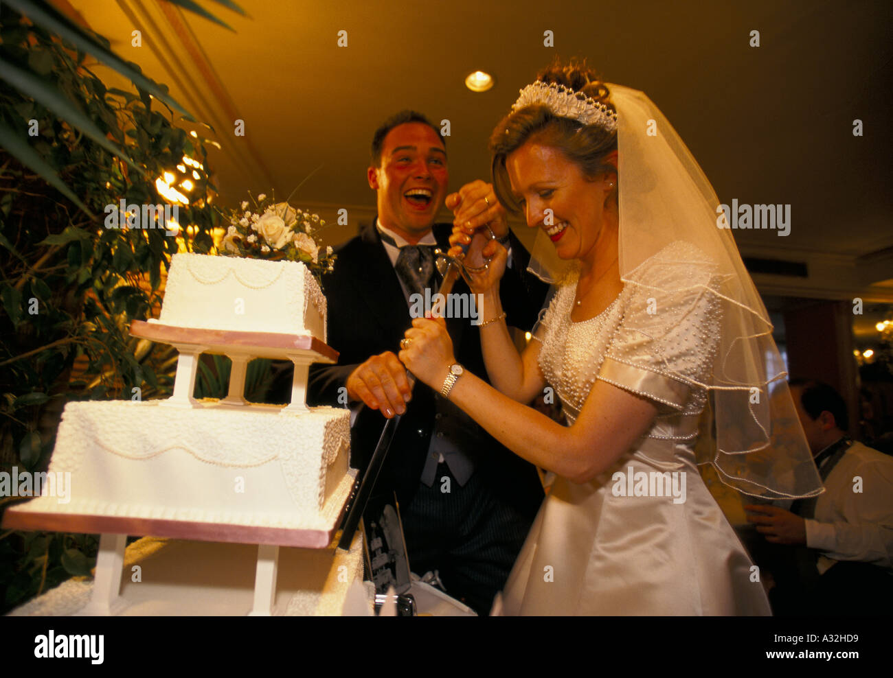 jennifer parker christopher dyer reception wedding uk 1997 Stock Photo ...