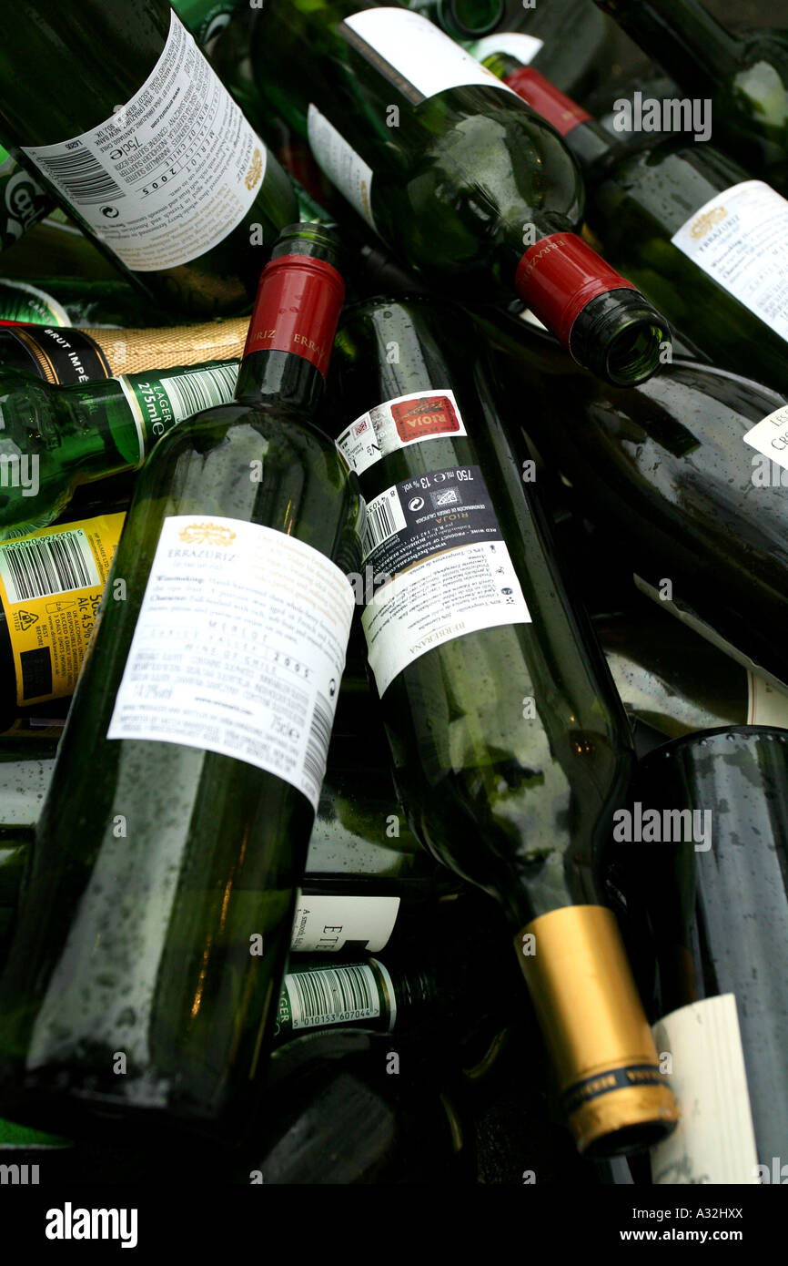 Empty wine bottles lying on the floor Stock Photo - Alamy