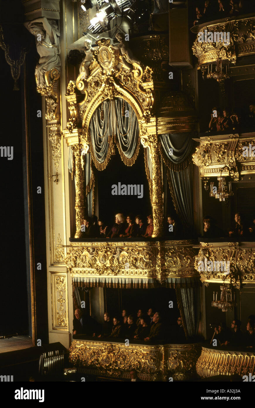 moscow st petersburg audience sitting on the balcony in ornate guilded ...