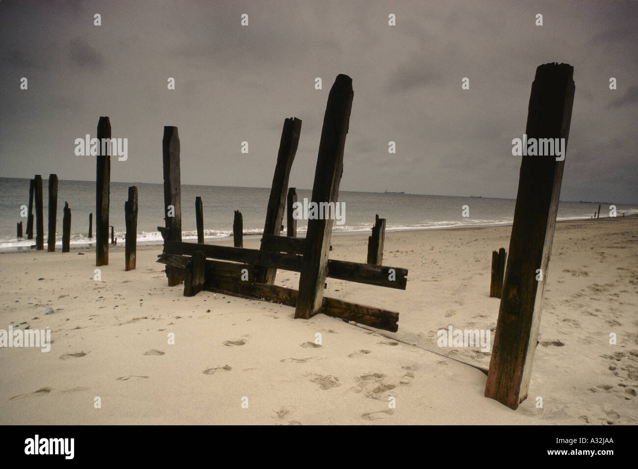 spurn point erosion humberside beach 1984 Stock Photo - Alamy