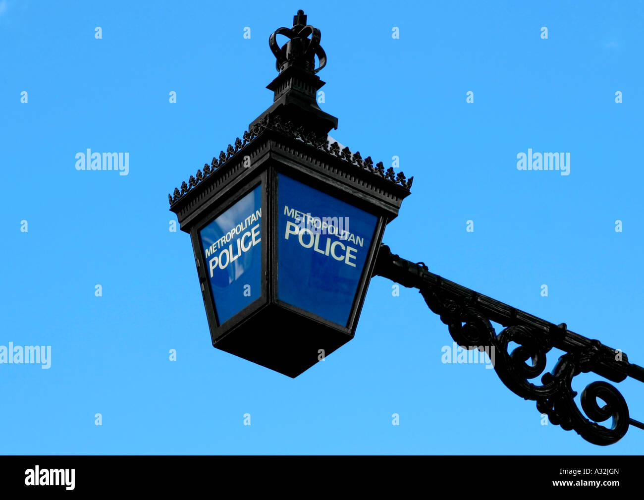 Traditional lantern outside police station, London, England Stock Photo ...