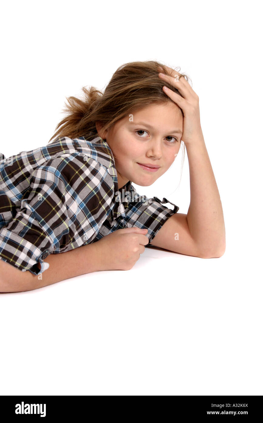 A modern portrait of a twelve year old girl Stock Photo - Alamy