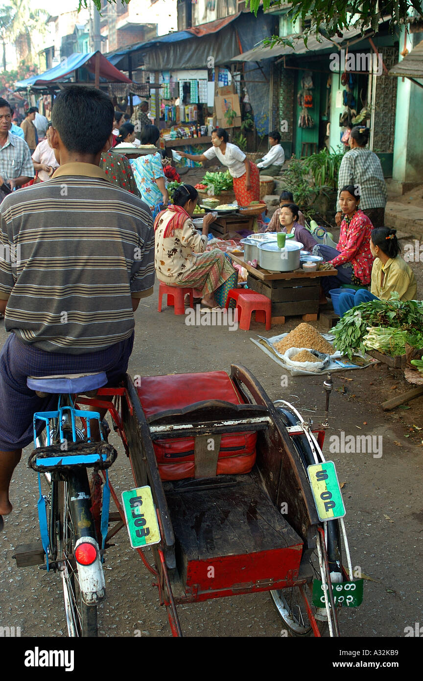 Rickshaw driver suburban market Yangon Burma Myanmar Stock Photo - Alamy