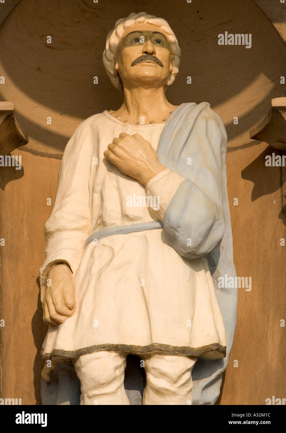 Statue at Whitby Merchant seamens hospital houses in north yorkshire uk ... Statue at Whitby Merchant seamens hospital houses in north yorkshire uk ...