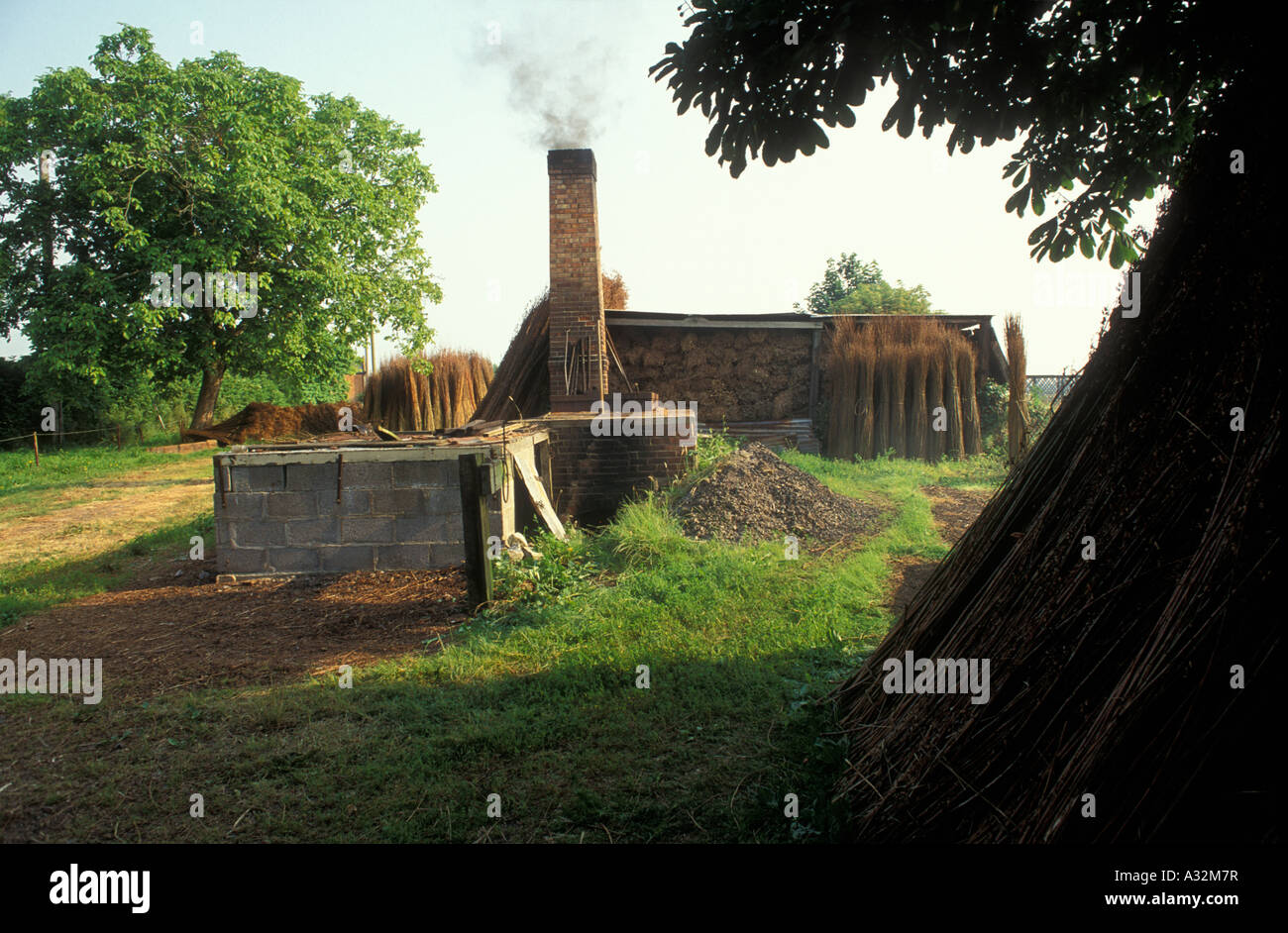 Chimney of a boiler house for boiling withies on the Somerset Levels ...
