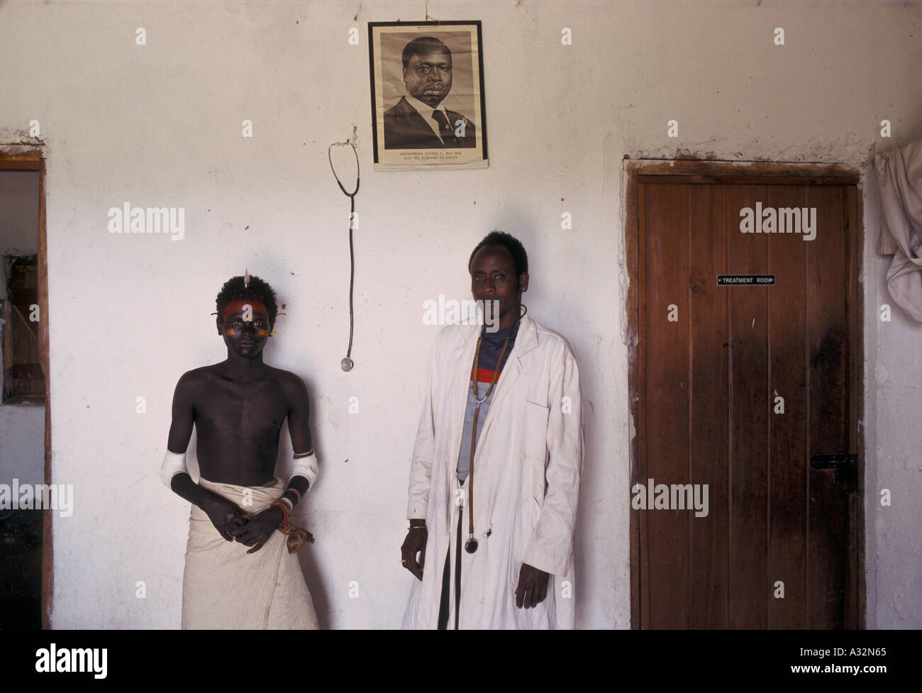 samburu tribe health clinic doctor and man posing under portrait of ...