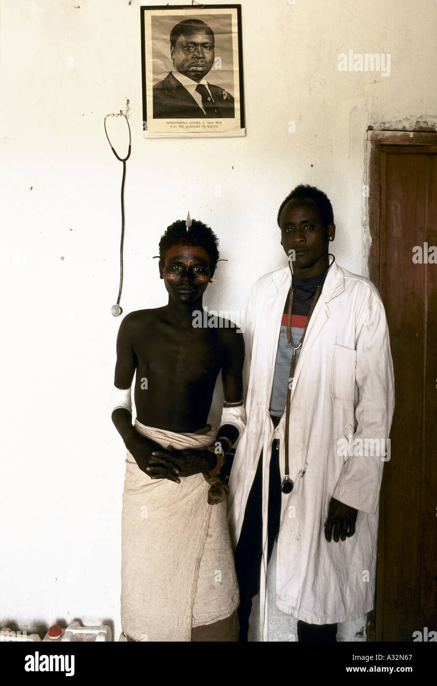 samburu tribe health clinic doctor and man posing under portrait of ...