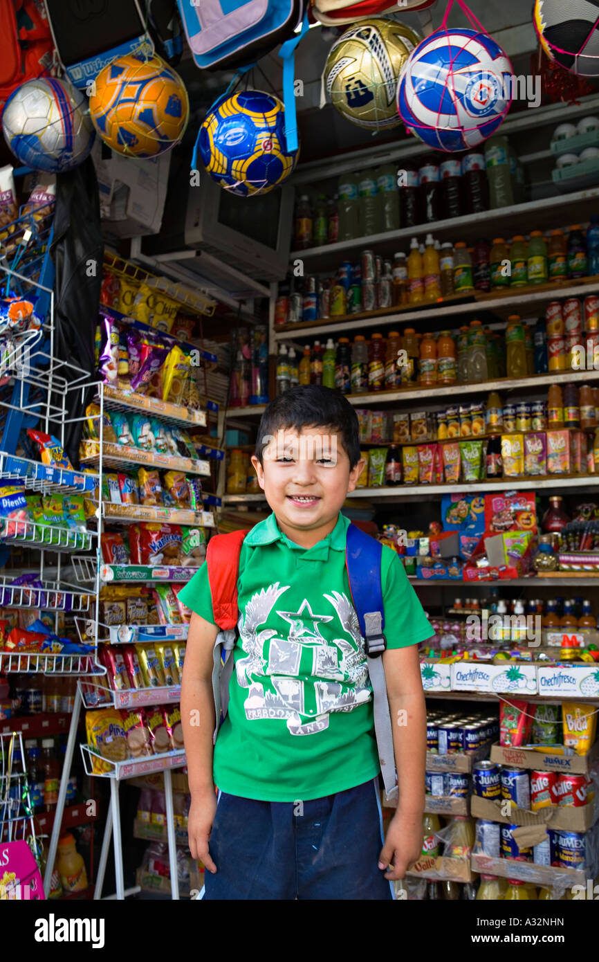 MEXICO San Miguel de Allende Young Mexican boy wearing backpack ...