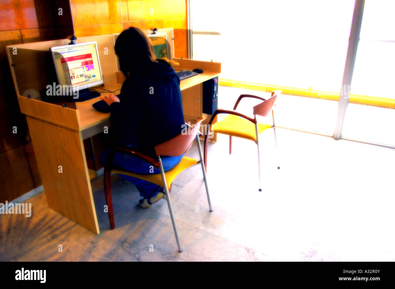 woman female computer hotel window minimalist internet www colour color ...