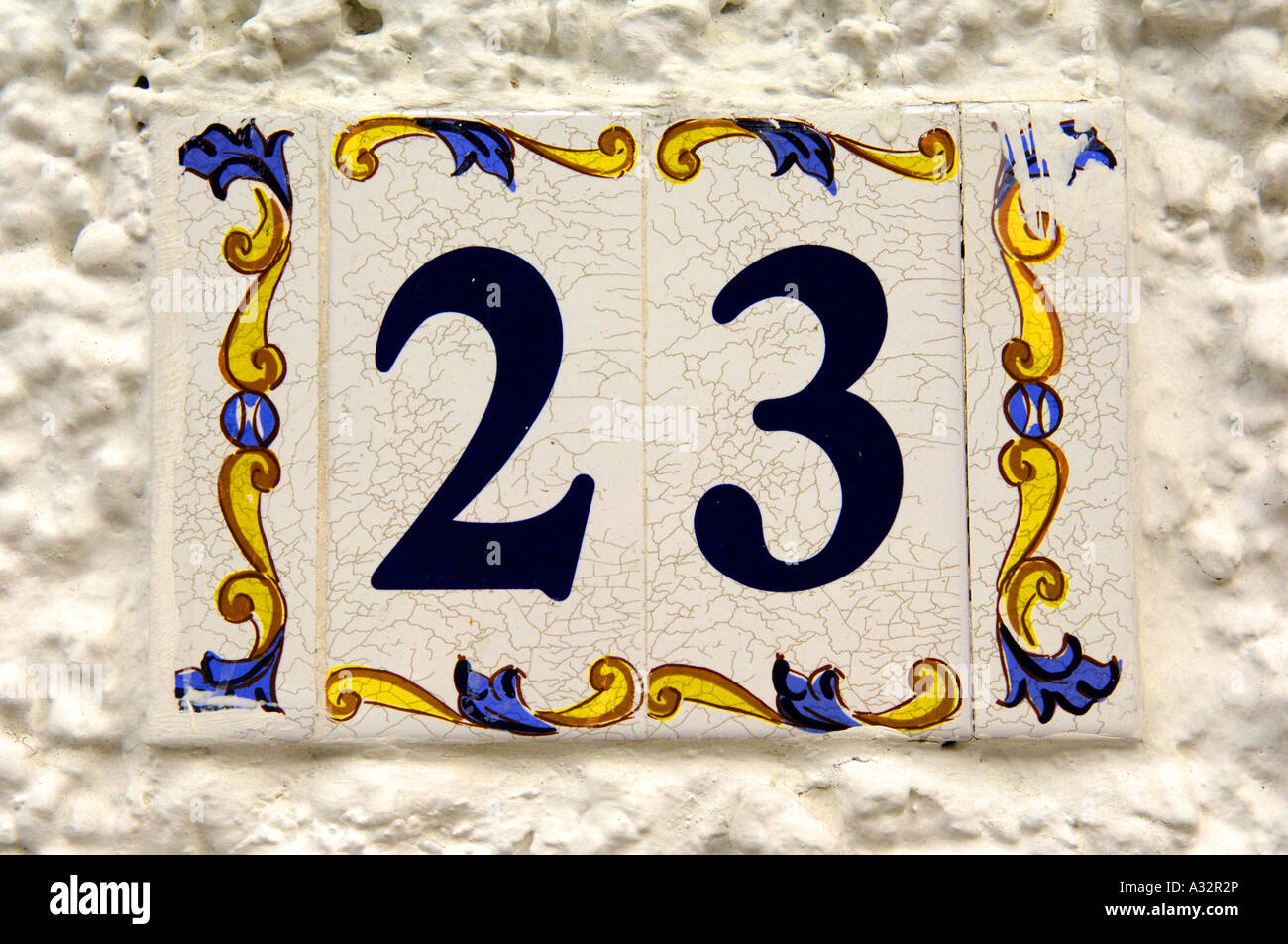 number 23 wall plaque white property spain spanish style twenty three ...