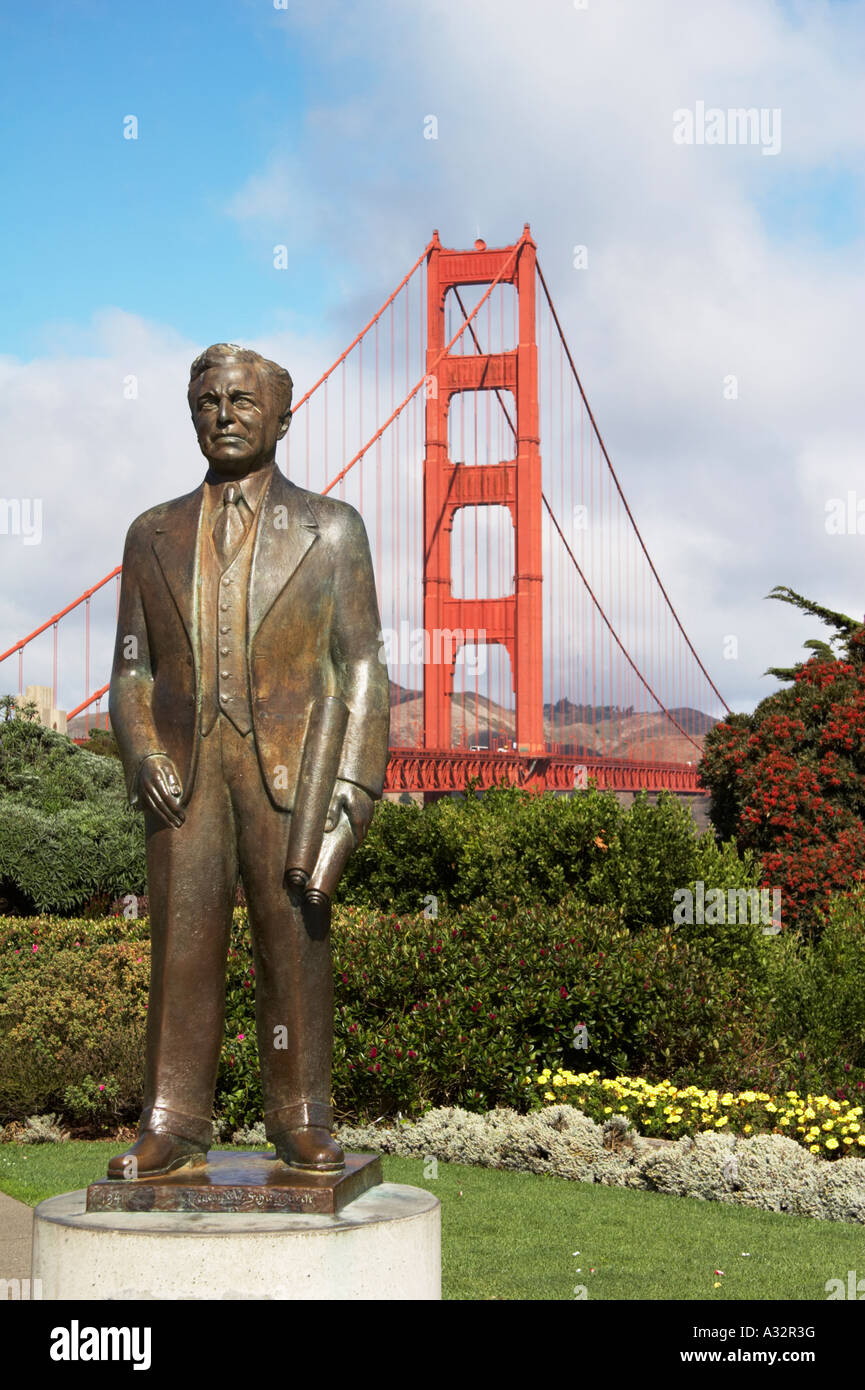 Statue of Joseph. B. Strauss - the Man who build the bridge - in front ...