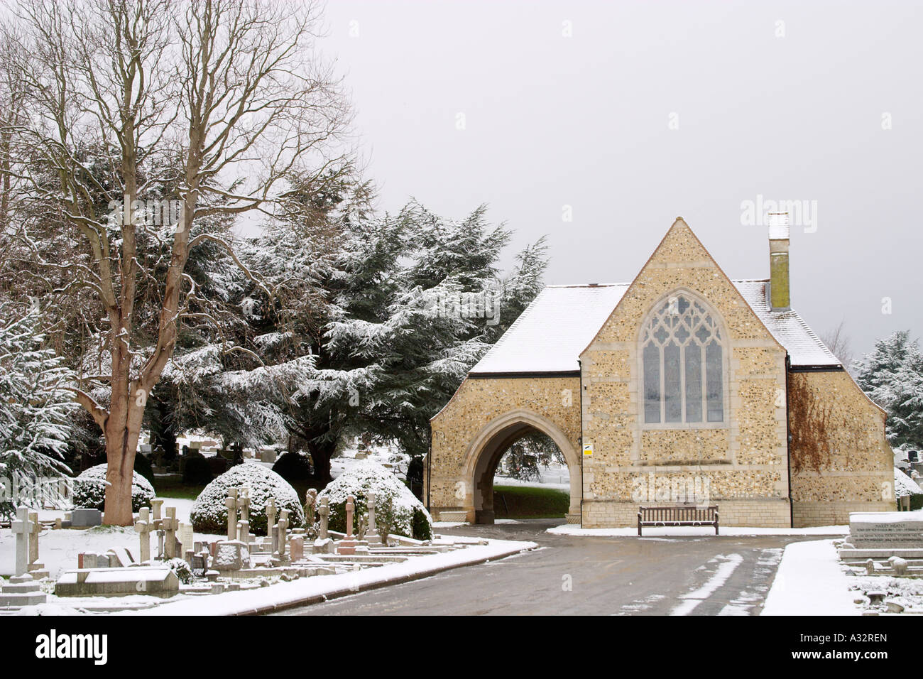 The Chapel at Durrington Cemetery, Worthing, West Sussex Stock Photo ...