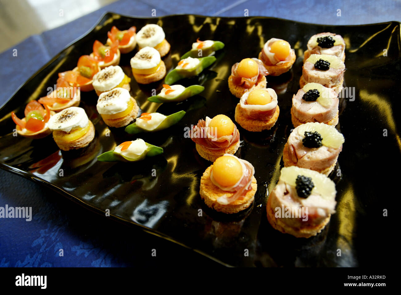 Dish of canapes Stock Photo - Alamy