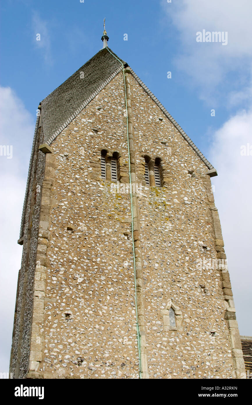 The West tower of St Marys Church, Sompting, West Sussex Stock Photo ...