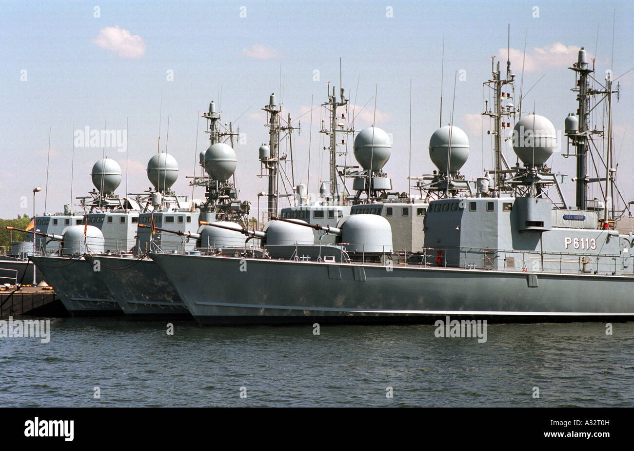 Speedboat fleet of the German Navy, Warnemuende, Germany Stock Photo ...