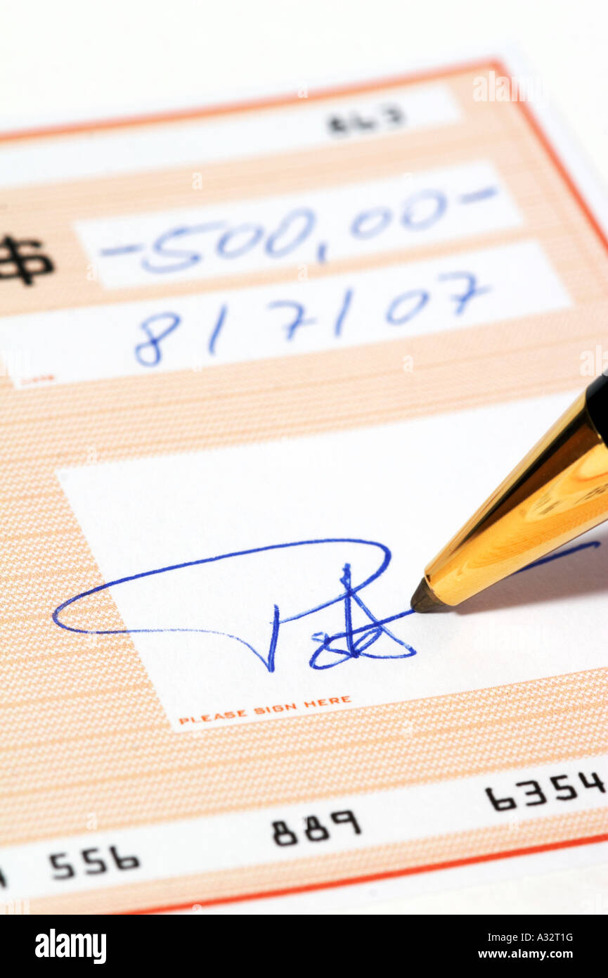 Bank signature hi-res stock photography and images - Alamy