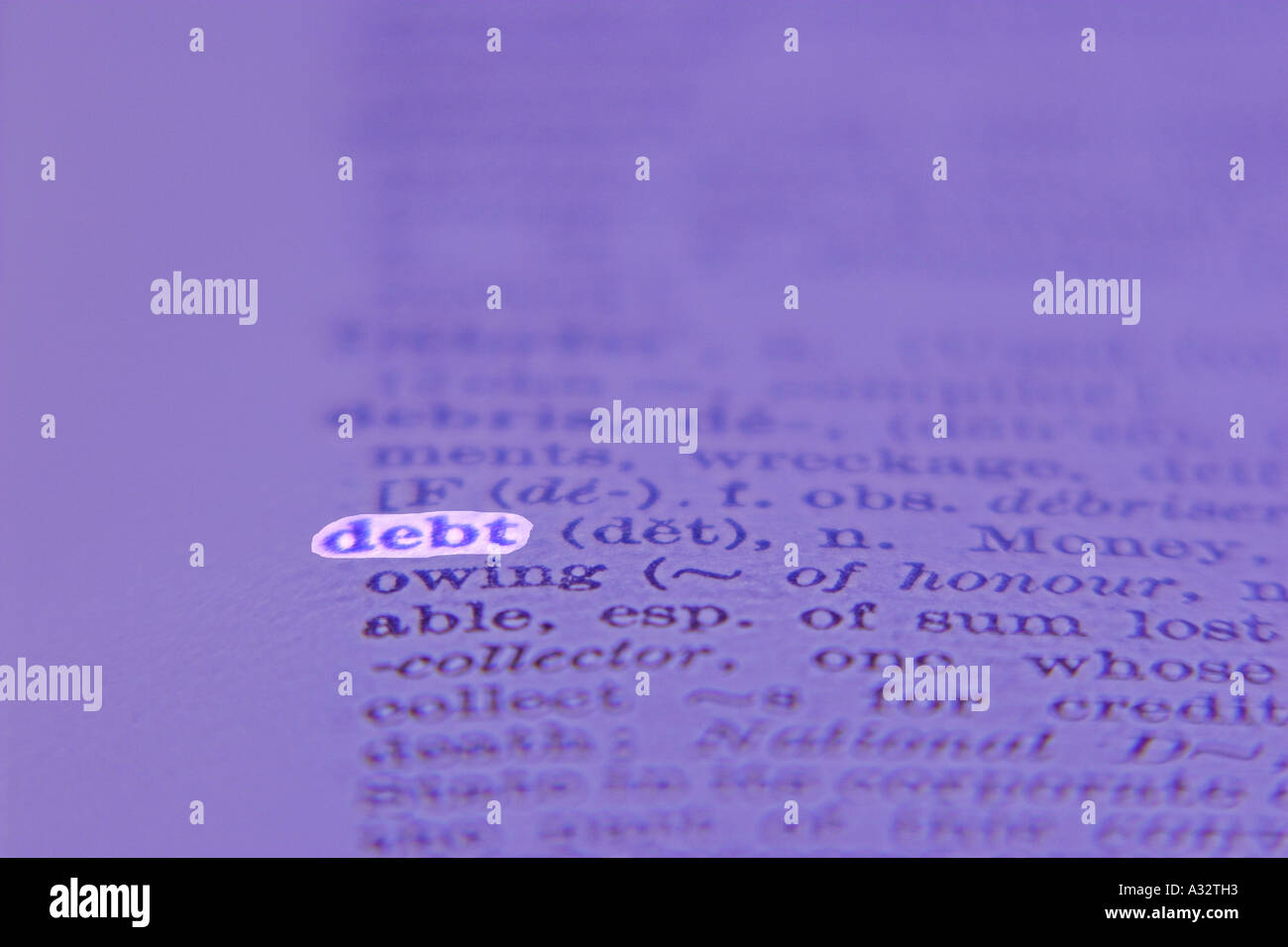 Dictionary Word - debt Stock Photo - Alamy