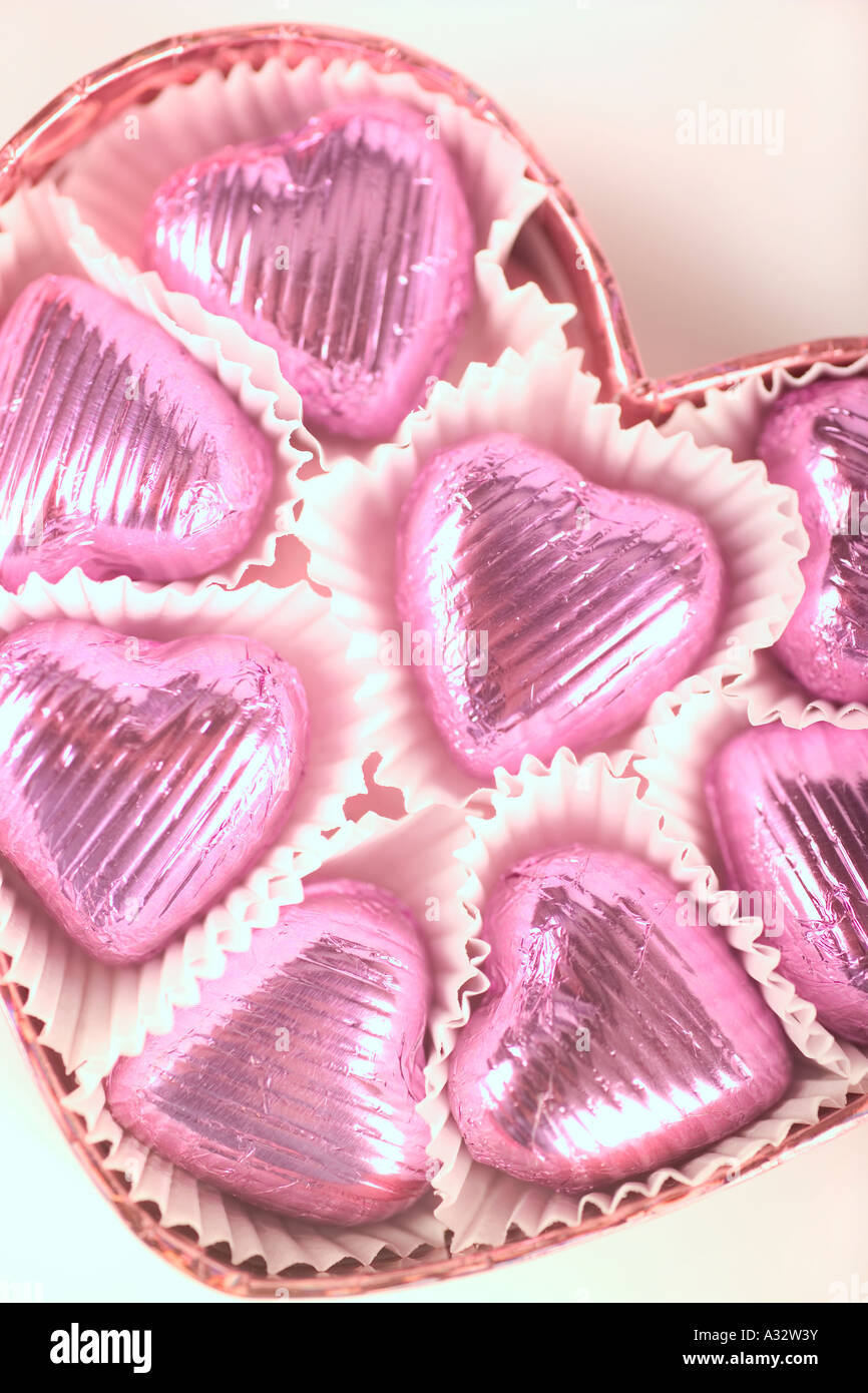 pink heart chocolates Stock Photo - Alamy