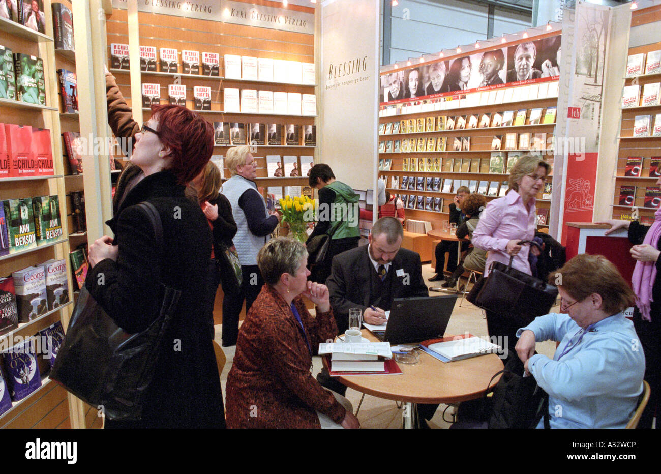 Leipzig Book Fair - visitors at the booth of Karl Blessing Verlag ...