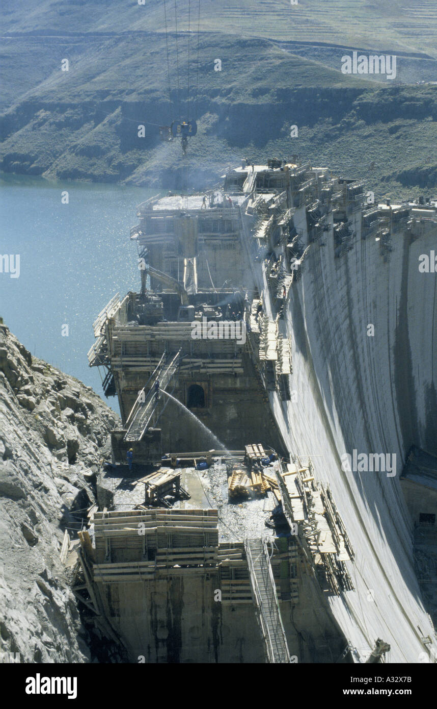 Lesotho, Katse dam during construction Stock Photo - Alamy