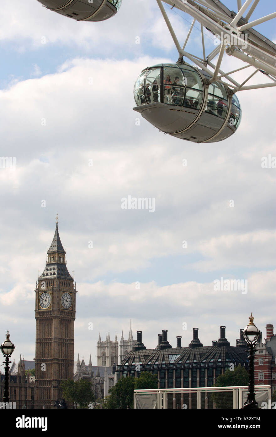 Tourists taking a ride on the London Eye observation wheel, London ...