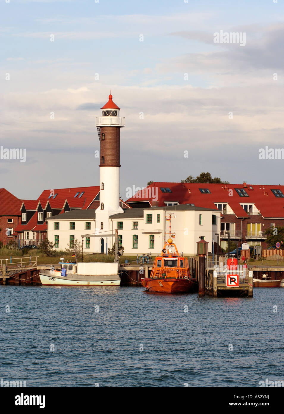 Lighthouse and harbour on the Poel Island, Germany Stock Photo - Alamy