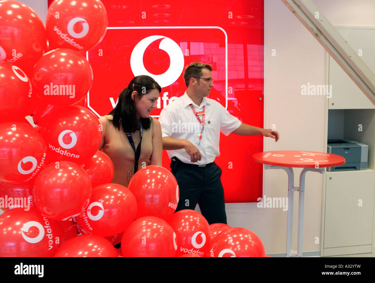 The grand opening of a Vodafone branch office, Berlin, Germany Stock ...