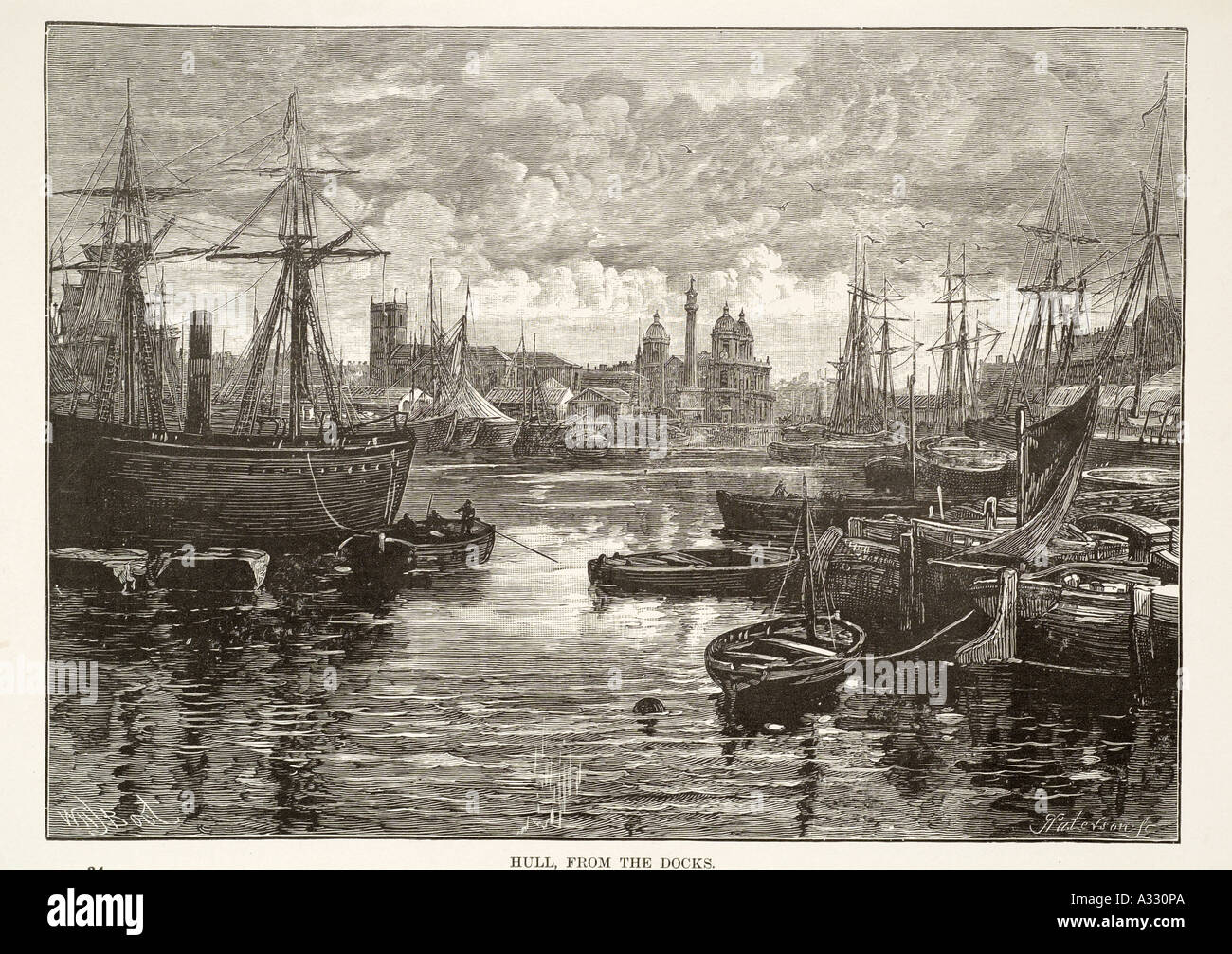 Hull Humberside from the docks ship boat steam sail busy UK United ...