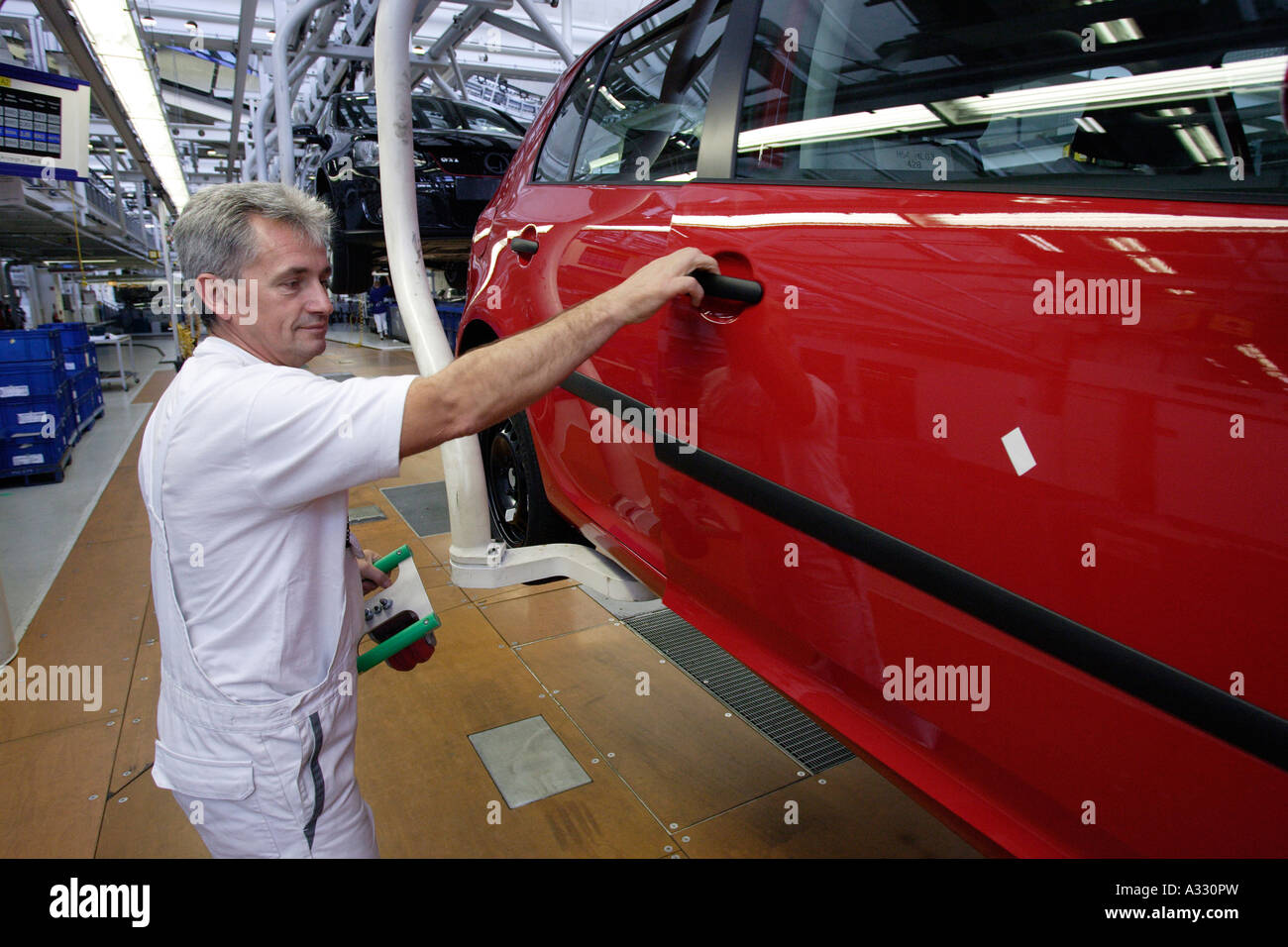 Volkswagen AG - manufacturing of Golf 5, Wolfsburg, Germany Stock Photo ...