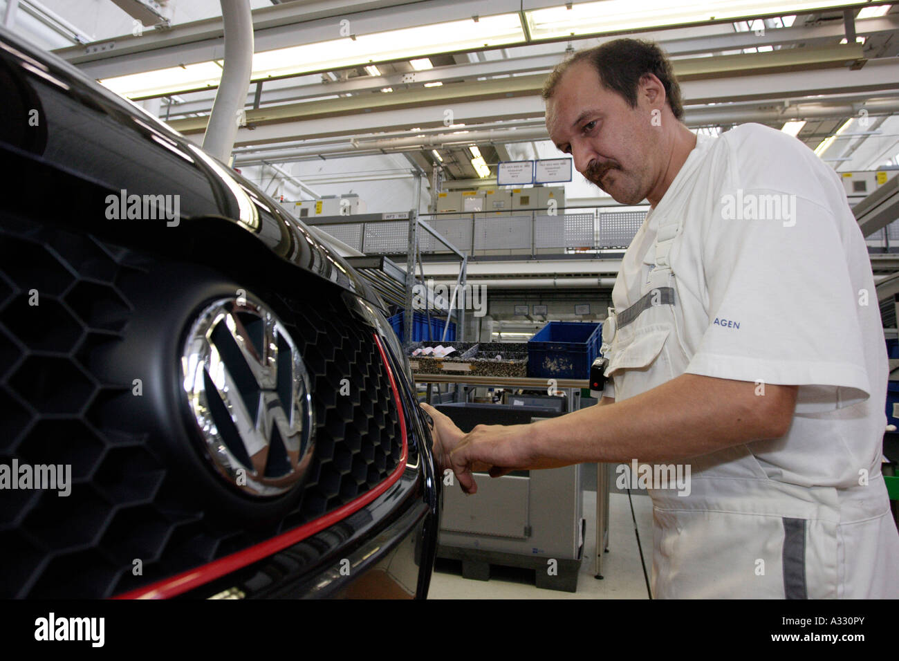 Volkswagen AG - manufacturing of Golf 5, Wolfsburg, Germany Stock Photo ...