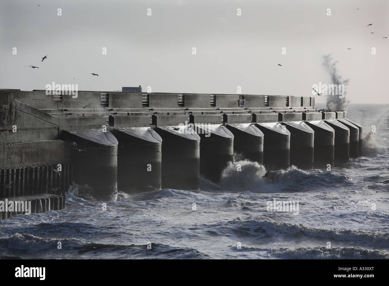 Brighton Marina sea defences Stock Photo - Alamy